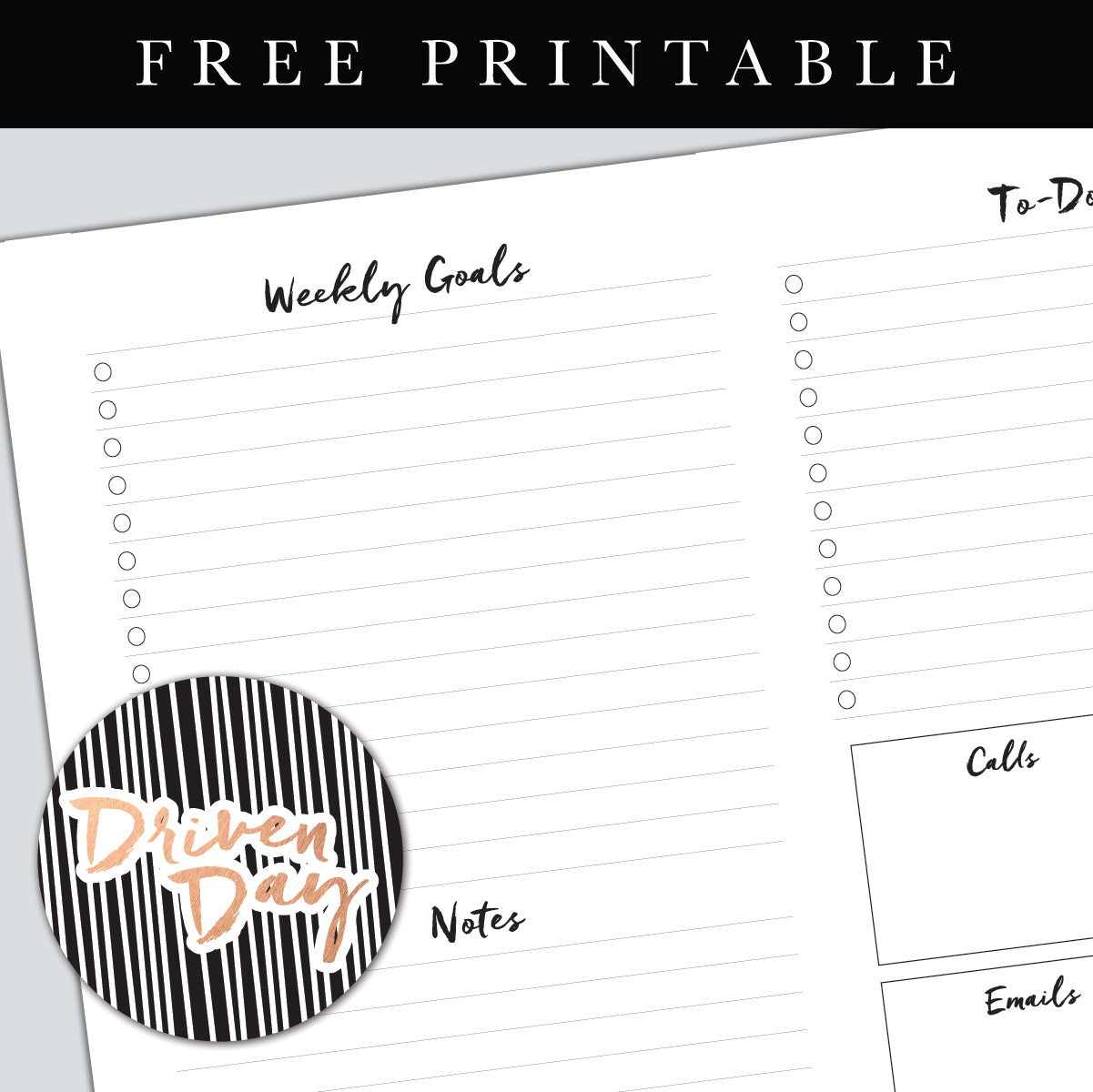 Weekly Plan Page Template Printable – Driven Day